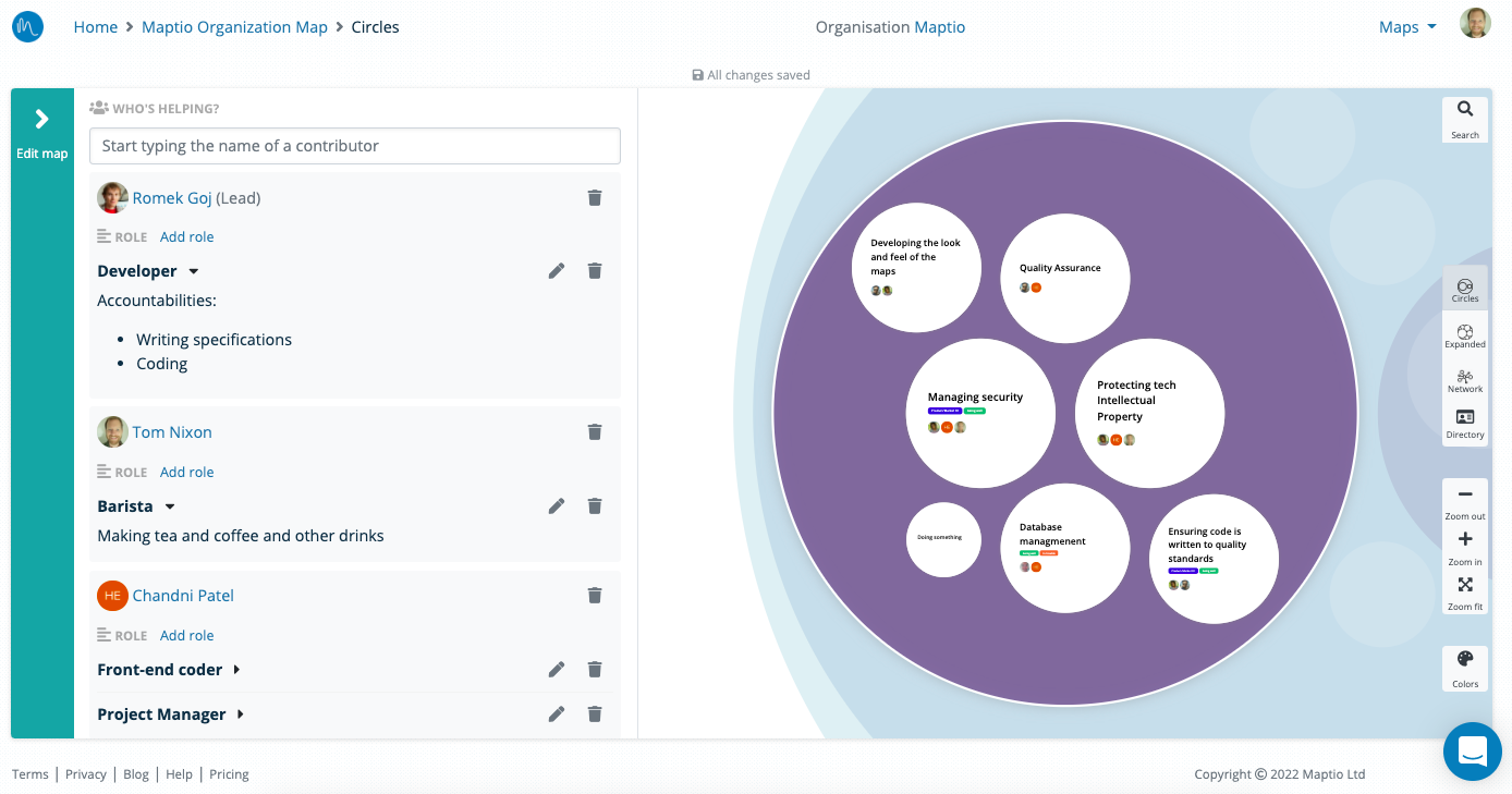 Maptio - org charts in nested circles